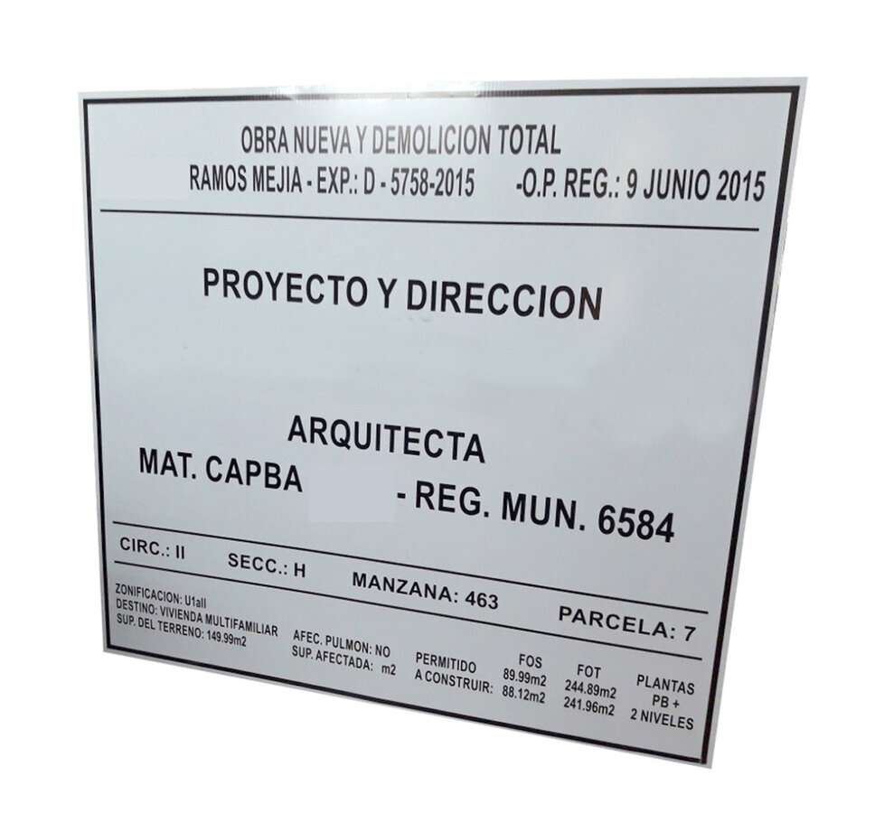 Cartel De Obra Reglamentario Arquitecto | CompraVentaNet.com