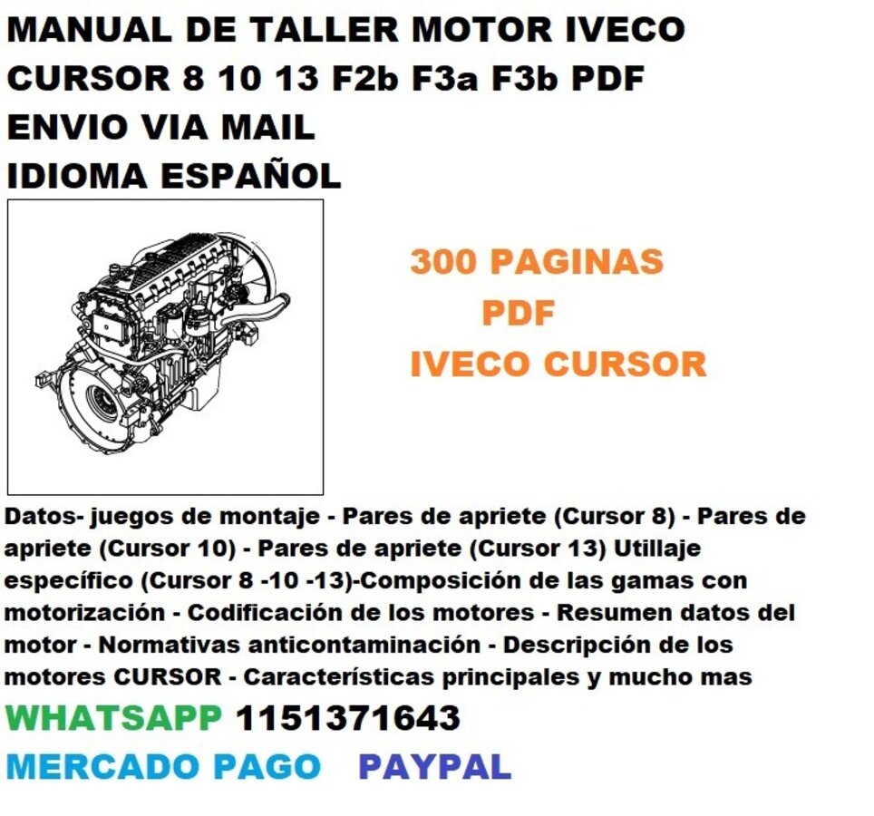 Manual De Motor Iveco Cursor 8 10 13 F2B F3A F3B | CompraVentaNet.com