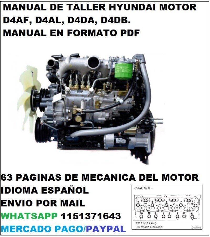 Manual De Taller Hyundai Motor D4Al/ D4Af/ D4Da/ D4Db | CompraVentaNet.com