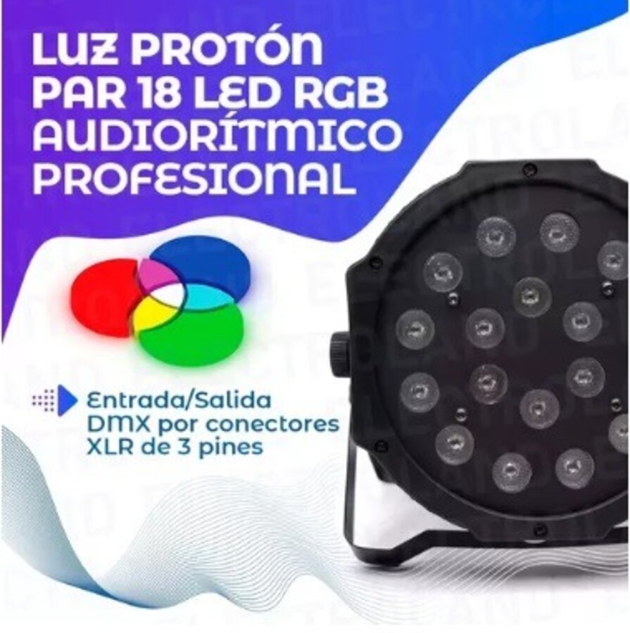 Luz Protón Par 18 Led Alta Luminosidad Rgb Audio Rítmico Dmx 220V ...