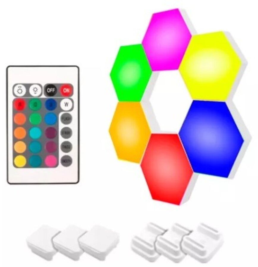 Luz Led Modular Rgb Hexagonal X 6 Touch Control Pared Techo ...