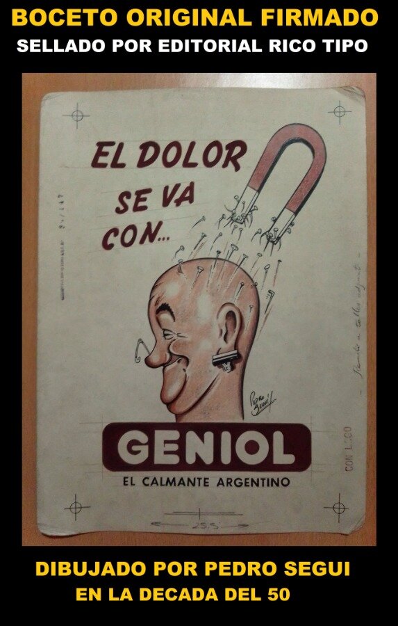 Antiguo Dibujo Original Firmado P. Segui Publicidad Geniol Revista Ric ...